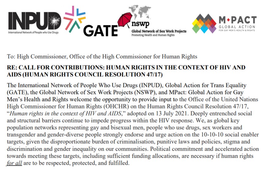 Joint Response by Key Population Networks to OHCHR: Human Rights in the ...